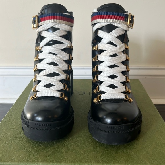 Gucci | Shoes | Gucci Black Leather Sylvie Boots | Poshmark